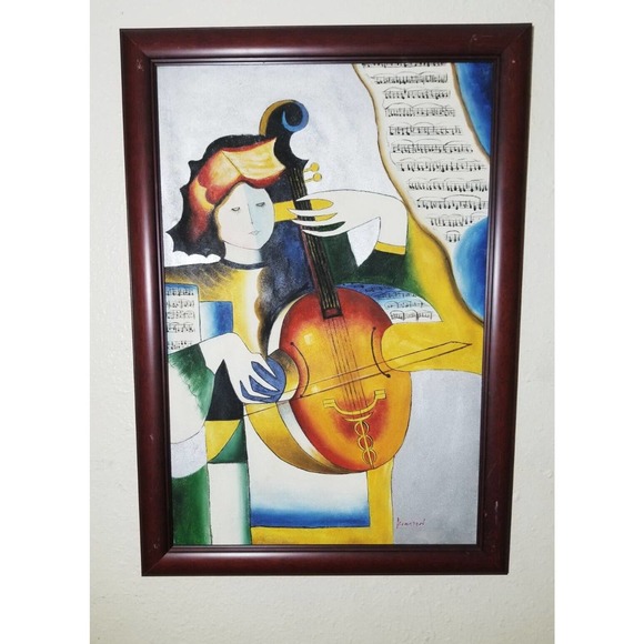 Art | Vintage Cubist Acrylic On Canvas Original Painting Of Women With ...